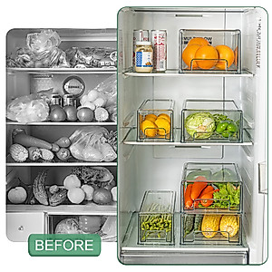 Yatmung 2 Pack | Large - Stackable Fridge Drawers - Clear drawer pull out refrigerator organizer bins - Food, Pantry, Freezer, Plastic kitchen organizing - Fridge organization and storage containers