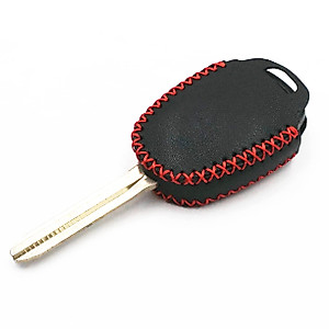 WFMJ Leather Smart 4 Buttons Key Fob Case Cover Chain for Toyota Camry SE LE RAV4 Corolla Venza Avalon Highlander Sequoia (Black)
