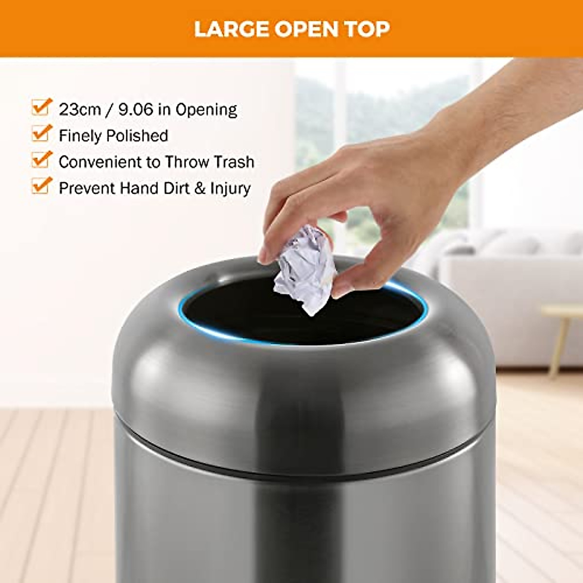 BEAMNOVA Bundle Black 15 x 31.5 in + Metallic 12 * 28 in Diamond-Shape Commercial Stainless Steel Trash Can with Lid Garbage Enclosure Inside Barrel Heavy Duty Waste Container