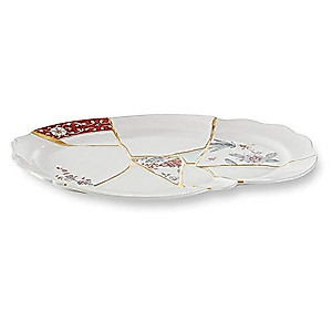 Seletti Kintsugi Tray in Porcelain and 24 Carat Gold
