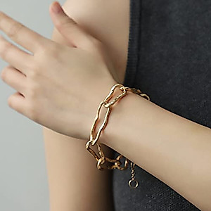 Donabus Statement Jewelry Set with Organic Metal Links, A Matching Set with Statement Chain Necklace, Unique Hoop and Chunky Chain Bracelet, Gift Set.