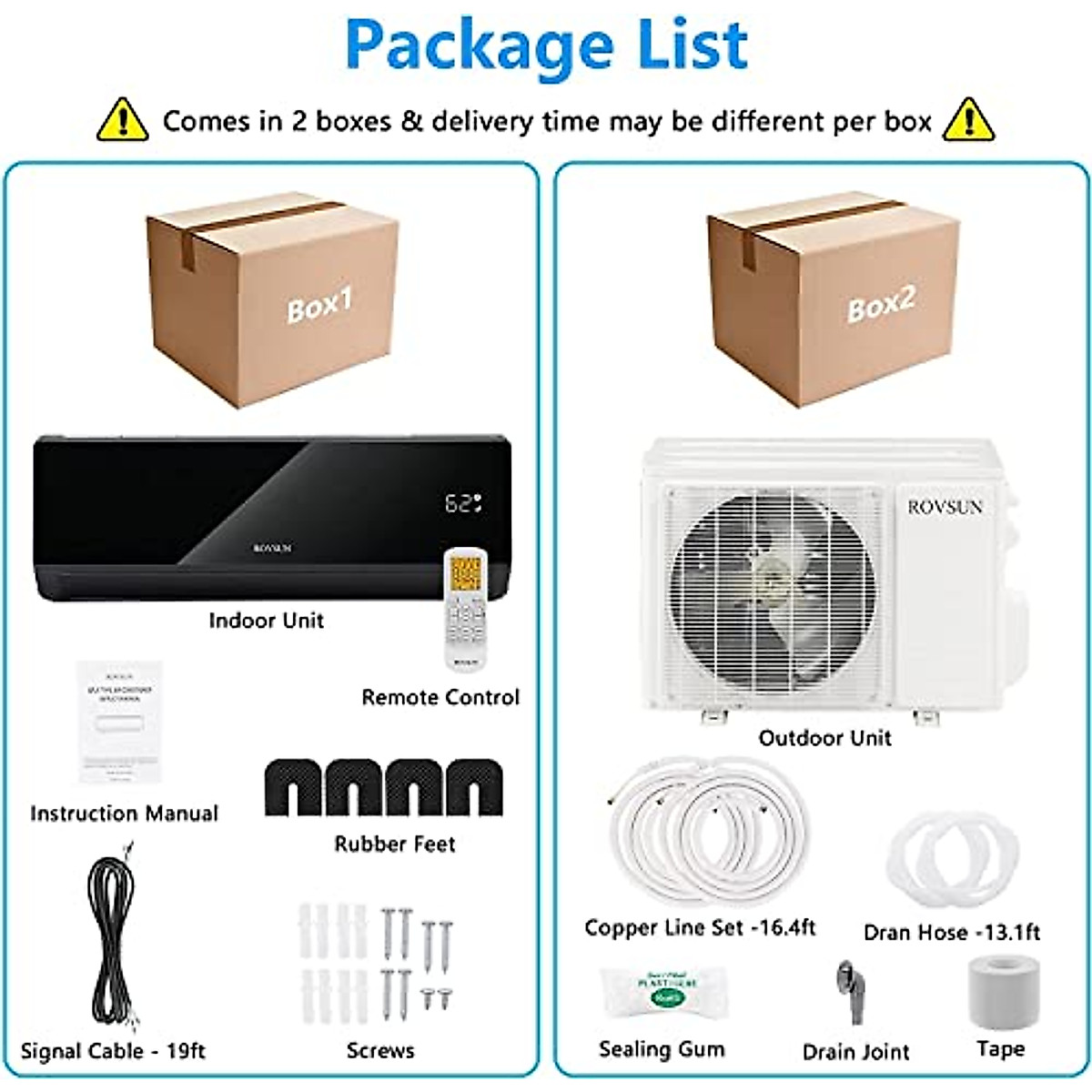 ROVSUN Wifi Enabled 12,000 BTU Mini Split AC/Heating System with Inverter, 19 SEER 115V Energy Saving Ductless Split-System Air Conditioner with Pre-Charged Condenser, Heat Pump & Installation Kit (Black Series)