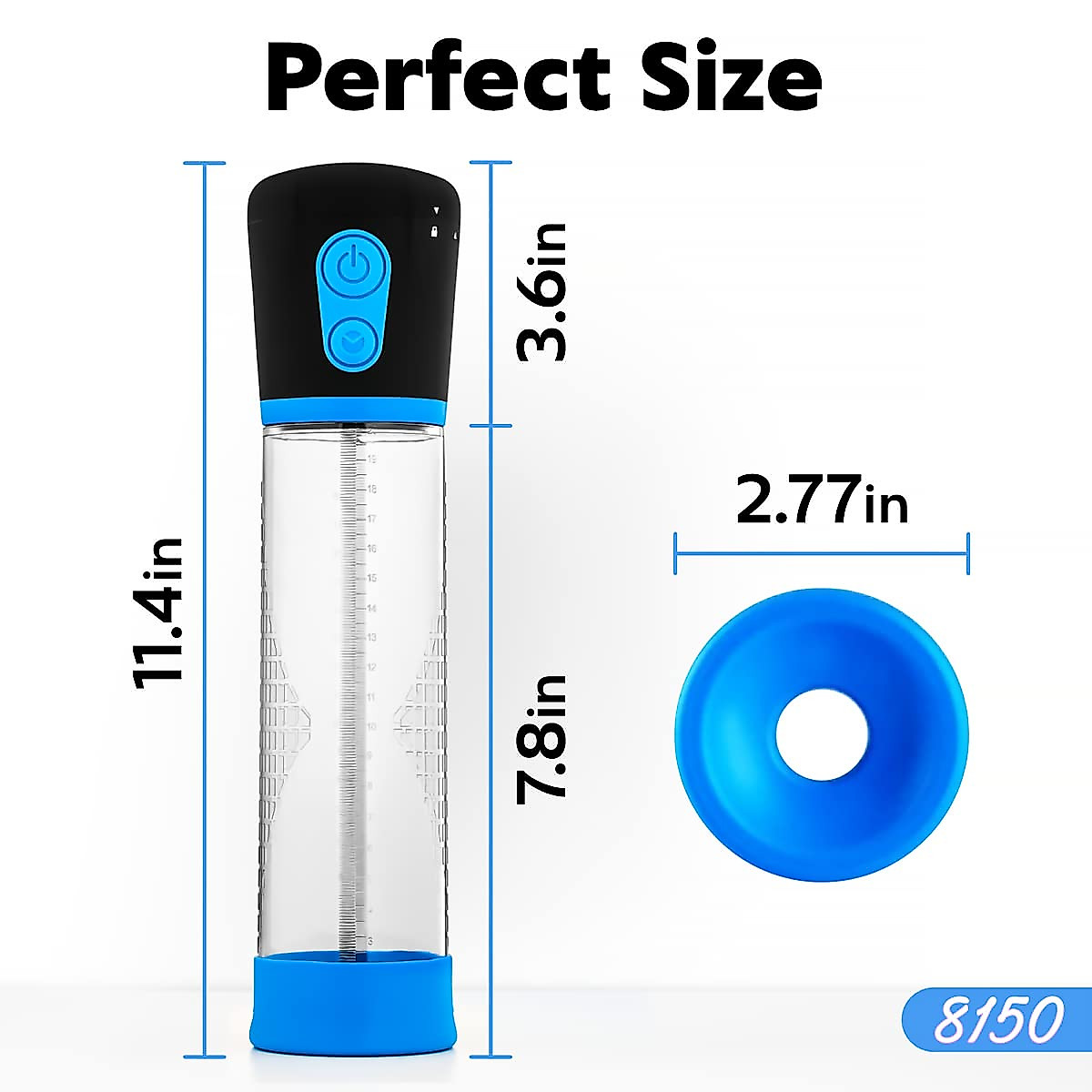 Electric Penis Vacuum Pump - Automatic Penis Enlargement Extend Pump with 3 Suction - Men Sex Toys - Pumps & Enlargers for Male Masturbation - Sex Toy Blue