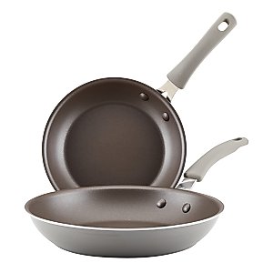 Rachael Ray Cook + Create Nonstick Frying Pans/Skillet Set, 9.5 Inch and 11.75 Inch, Gray