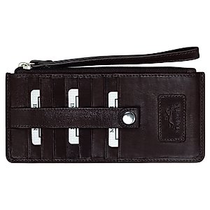 Mancini Ladies' Leather Wristlet Wallet (RFID Secure) in Red