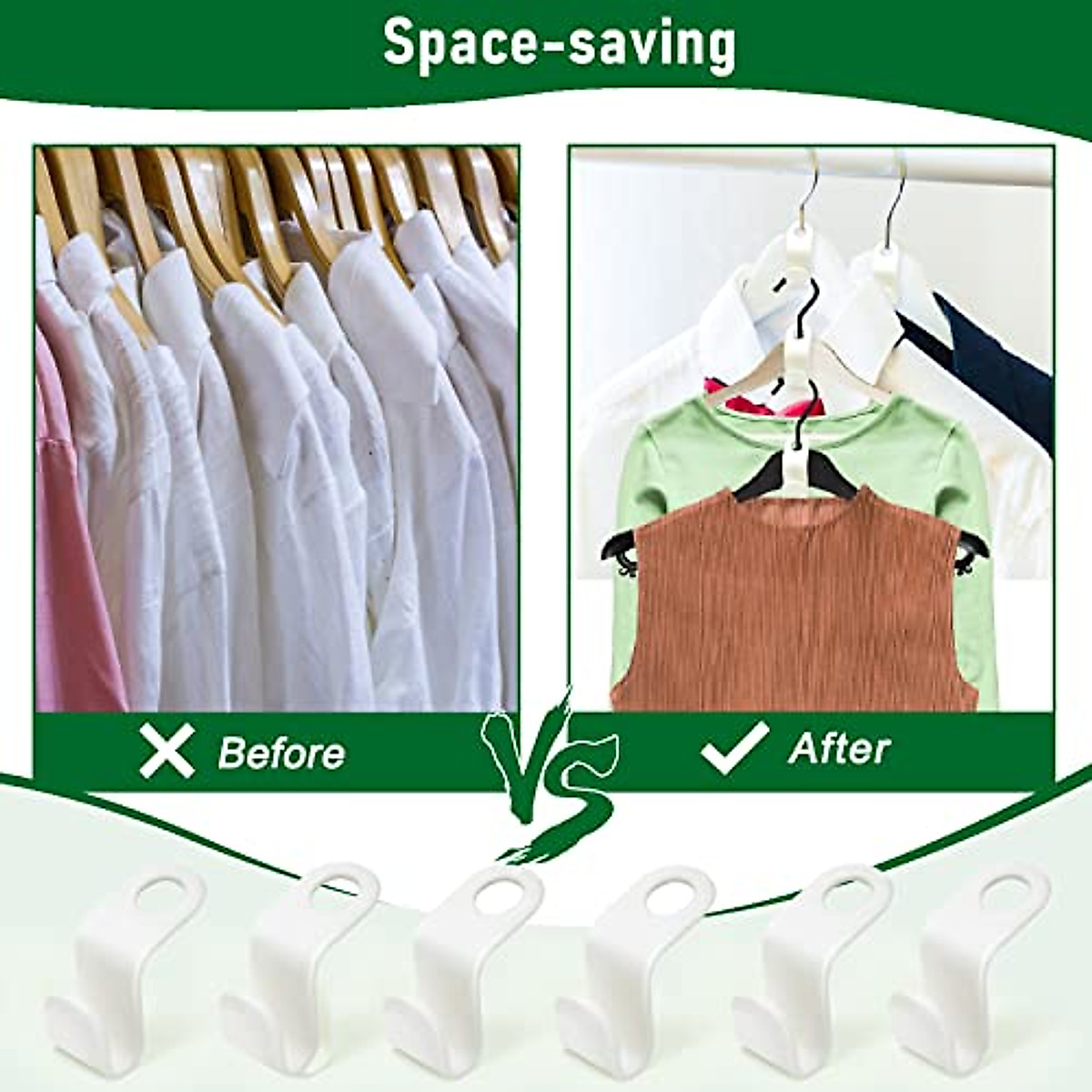 Coitak 40 PCS Clothes Hanger Connector Hooks, Mini Cascading Hanger Hooks Extender Clips, Space Saver Plastic Hangers Closet Organizer