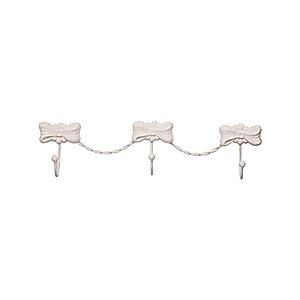 BOOMLATU 3 Hooks White Bow Coat Hook Wall Hook Key Hook for Girls Women Nursery or Bedroom Decoration (White)