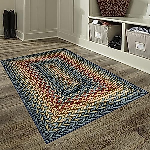 Maples Rugs Marion Braid Kitchen Rugs Non Skid Accent Area Carpet [Made in USA], Multi, 2'6" x 3'10"