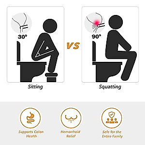 Bamboo 7-Inch Height Toilet Stool, Foldable and No-Slip Toilet Potty Stool with Foot Massager for The Bathroom, Portable Toilet Squatting Stool for Adults and Kids