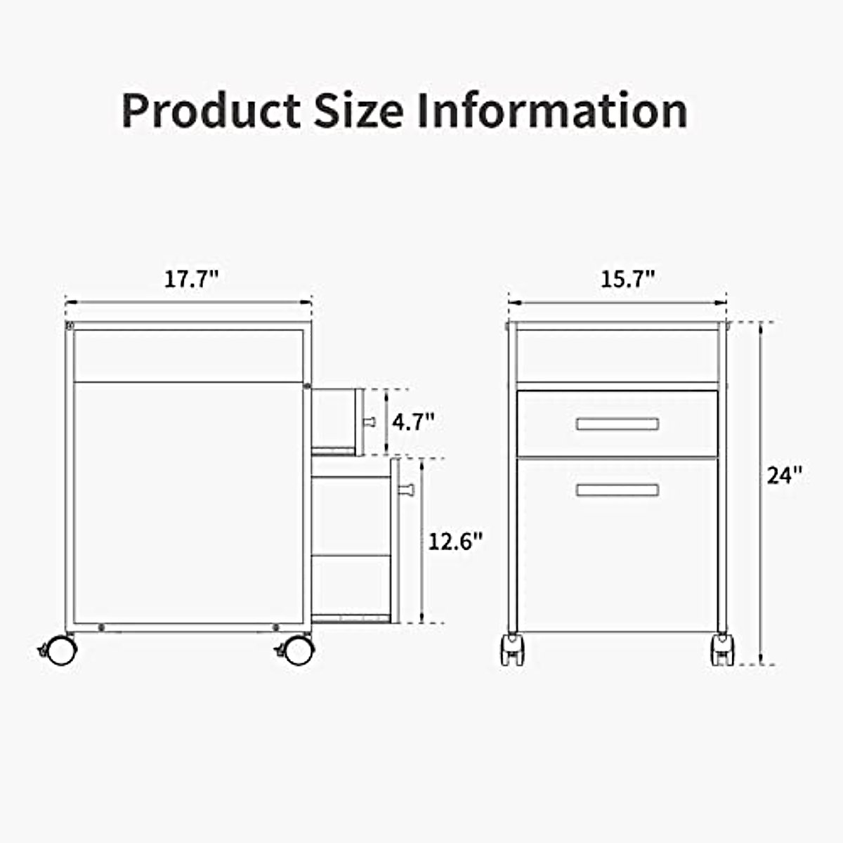 FEZIBO 2-Drawer Mobile File Cabinet, Wood Rolling Filing Cabinet for A4/Letter Size, Printer Stand, Storage Cabinet for Home Office, Rustic Brown