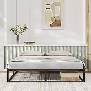 Novilla Queen Bed Frame, Metal Platform Bed Frame, Noise-Free, Sturdy Metal Bed Frame, Heavy Duty Wood SlatsWood Slats Support, No Box Spring Needed, Easy Assembly, Coal Black
