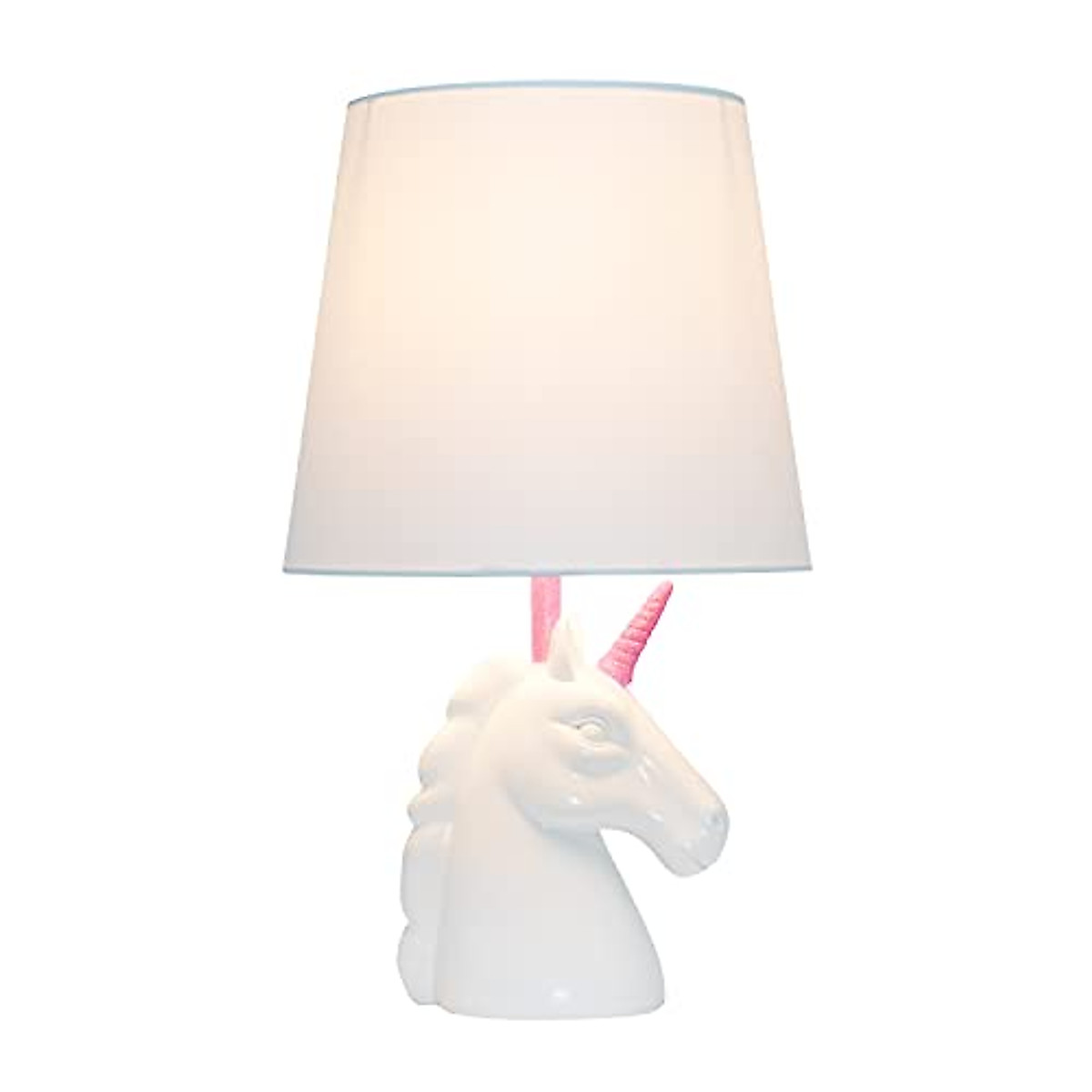 Simple Designs LT1078-PNK Sparkling Glitter Unicorn Table Lamp, Pink