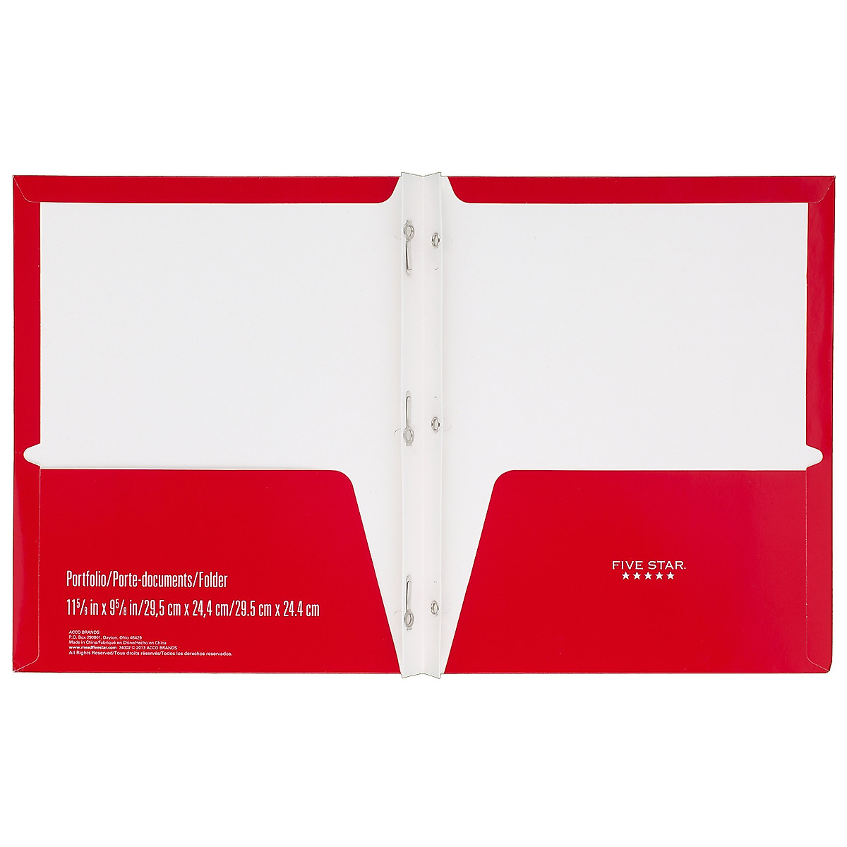 Five Star 2-Pocket Folders with Prong Fasteners, Folders with Pockets, Blue (72365)