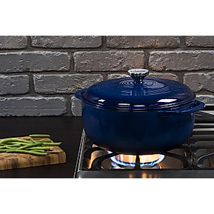 Lodge Enameled Dutch Oven, 6 Qt, Indigo & Enameled Cast Iron and Stoneware Care Kit, 12 oz