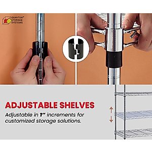 Quantum Storage Systems WR74-2430C Starter Kit for 74' High 4-Tier Wire Shelving Unit, Chrome Finish, 24' Width x 30' Length x 74' Height