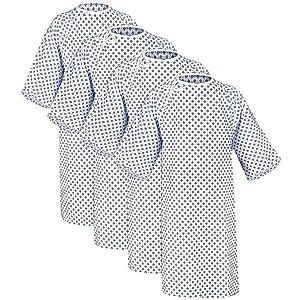 Premium 4 Pack Hospital Gown for Men and Women - Finest Cotton Blend - Back Front Tie - Fit Easily Up to XXL Size - Durable Wrinkle-Free Patient Gown - Reusable and Washable