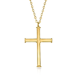 Ross-Simons Italian 14kt Yellow Gold Cross Necklace. 20 inches