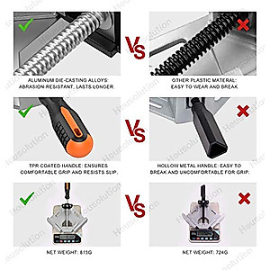 Housolution Right Angle Clamp, [2 PACK] Single Handle 90° Aluminum Alloy Corner Clamp, Right Angle Clip Clamp Tool Woodworking Photo Frame Vise Holder with Adjustable Swing Jaw - Silver Gray