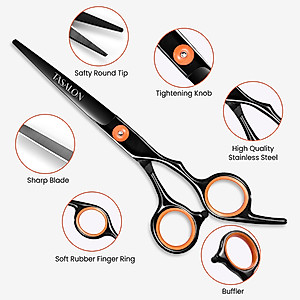 TASALON Hair Cutting Scissors Kit- All-in-1 Set of Hair Cutting Scissors - Professional Hair Shears, Thinning Scissor, Hair Comb, Neck Duster in Leather Bag -Haircut Scissor Kit