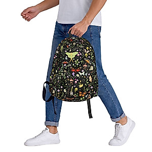Butterflies Moths Flower Stylish Backpack With Adjustable Padded Shoulder Straps Daypacks For College Travel One Size