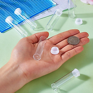 Craftdady 100Pcs Transparent Clear Plastic Small Empty Storage Tubes Bead Container Set Test Bottles Organizers Boxes with Lid 2.16x0.59 (55x15mm)