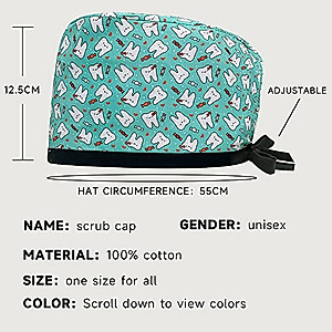 VIAOLI Dental Scrub Caps Nurse Tooth Fashional Working Hat Shower Head Cover Cap Breathable Headgear for Women/Men (24003,One Size)