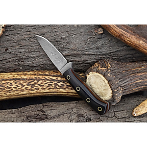 Knives Ranch Handmade Damascus Steel EDC Utility Knife - Full Tang - Burlap Micarta Handle - Heavy-Duty Pancake Sheath Snug Fit (3112-M)