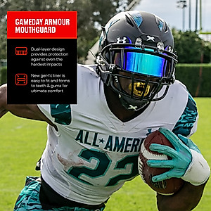 Under Armour Sport Mouth Guard Sports for Football, Lacrosse, Basketball, Hockey, Boxing, MMA, Jiu Jitsu, Includes Detachable Helmet Strap, Youth & Adult. Protectar Bucal Black