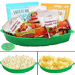 Palm Leaf Serving Trays | 12 Pcs Green Plastic Hawaiian Snack Trays | Luau Party Decorations Serveware | Tropical Party Serving Platter | BBQ, Summer, Beach, Island, Jungle Serving Tray | by Anapoliz