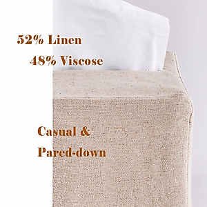 Christmas Linen Tissue Box Cover - Square Embroidered Gifts Boho Cube Holder for Bathroom Rectangle Cover Set Merry Xmas