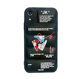 LULALULAHEI Cool Cute Puffer Case for iPhone XR, Funny Basketball Shoes Graphics Fashion Street Pattern Full Body Protection Phone Cover/Case for Kids Boys Girls Teens(XR-Black)