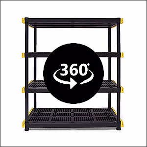 Original Black & Yellow 4-Tier Storage Shelving Unit, Indoor/Outdoor, Heavy Duty Storage Shelving Unit (55”H x 48”W x 20”D)