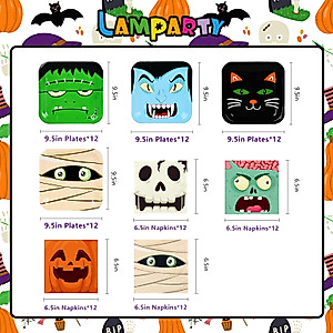 Lamparty Halloween Party Supplies Disposable Big Paper Plates and Paper Napkins for Halloween Party Decorations Serve 48 ﻿