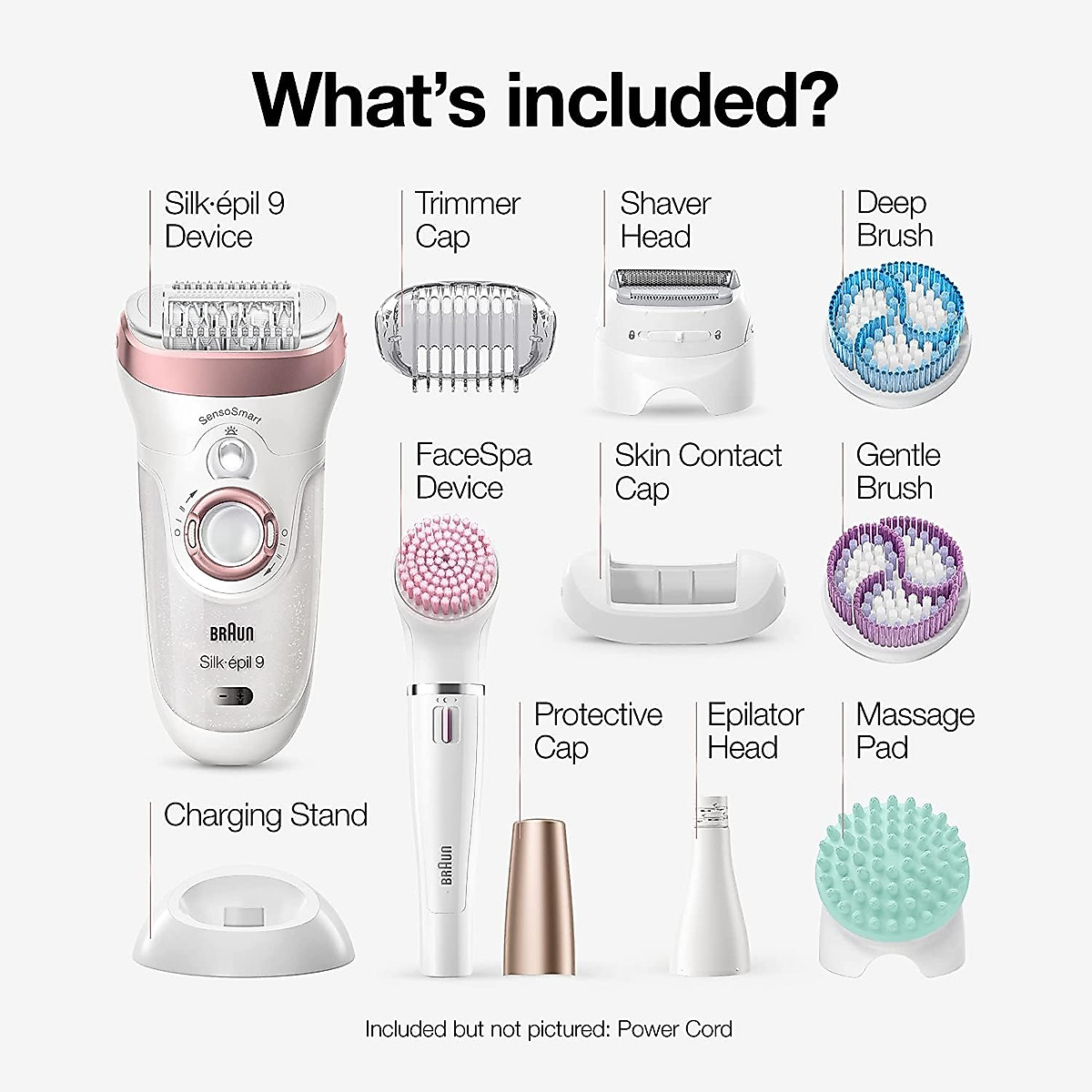 Braun Epilator Silk-épil 9 9-985, Facial Hair Removal for Women, Hair Removal Device, Shaver, Cordless, Rechargeable, Wet & Dry, Facial Cleansing Brush
