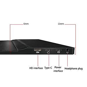 DFZ Portable Monitor, 15.6 Inch 1920x1080 HDR Slim Monitor, USB-C Portable Display