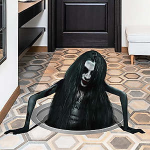 23.2×15.7 Inches 3D Halloween Floor Wall Decals Horror Women Scratching Floor Stickers Removable Halloween Decor Murals Spooky Halloween Floor Stickers for Home Office Party Decors