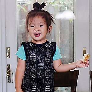 BapronBaby Pineapple Monochrome Bapron - Soft Waterproof Stain Resistant Bib - Machine Washable - 6m - 5yr - (Sz Baby/Toddler 6m-3T)