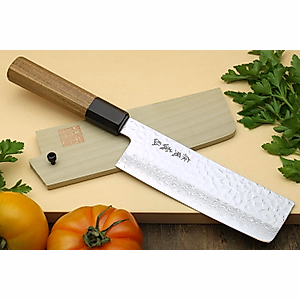 Yoshihiro VG10 46 Layers Hammered Damascus Nakiri Japanese Vegetable Knife 6.5'' (165mm) Ambrosia Handle