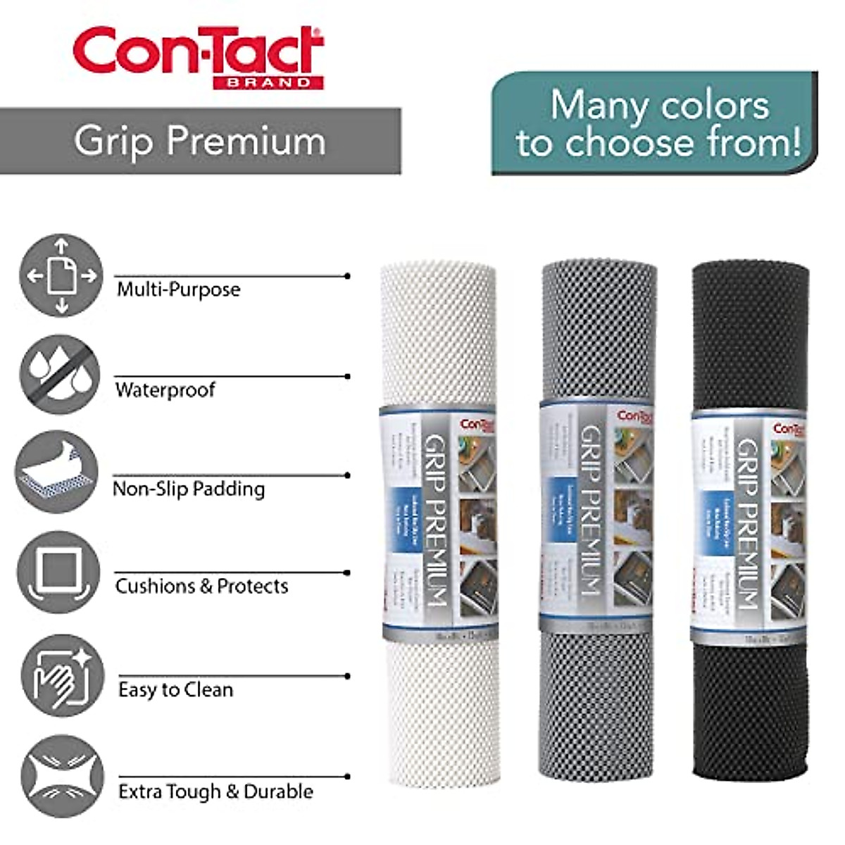 Con-Tact Brand Grip Premium Thick Non-Adhesive Shelf and Drawer Liner, 20" x 4', Bright White