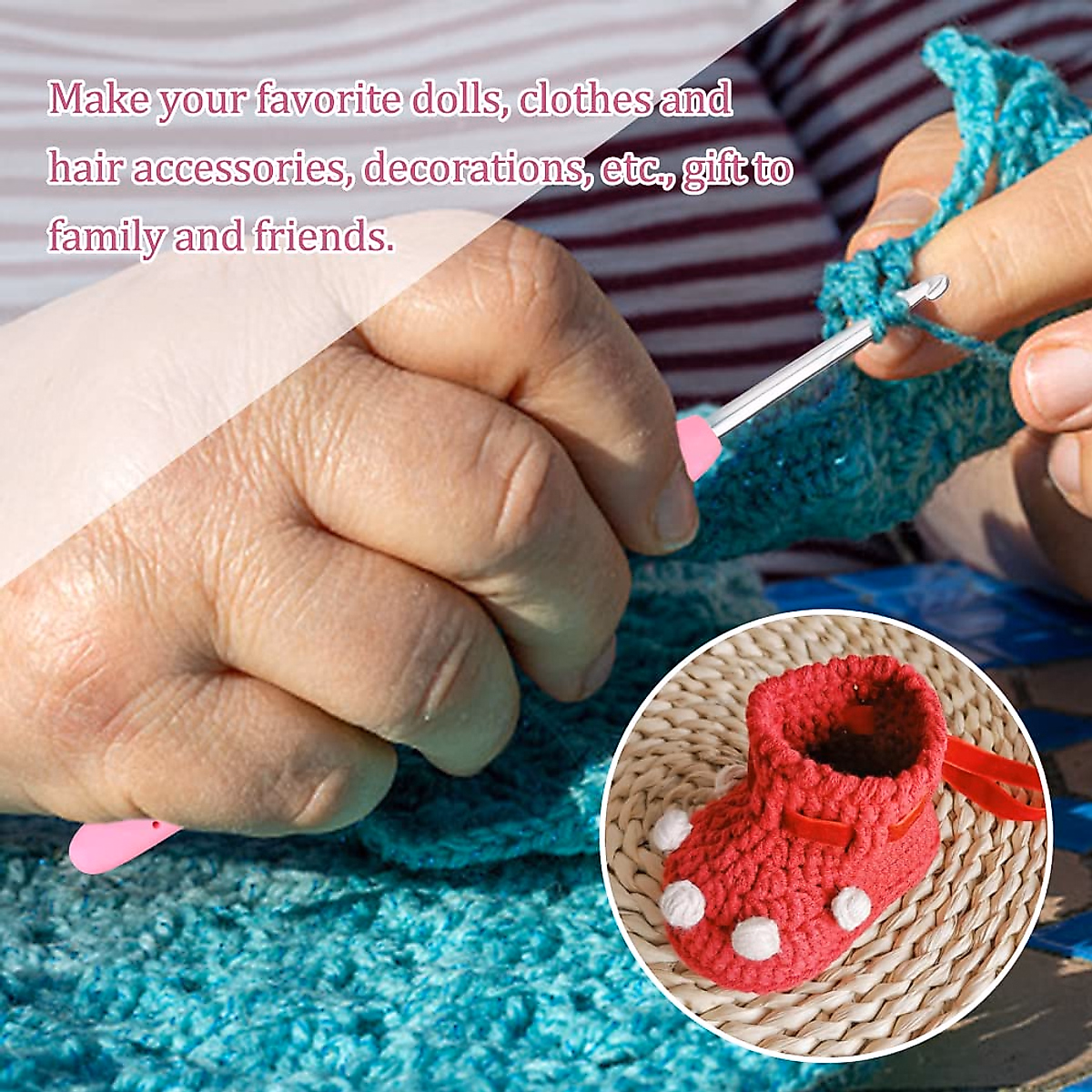 3 mm Crochet Hook, Ergonomic Handle for Arthritic Hands, Extra Long  Knitting Needles for Beginners and Crocheting Yarn (3 mm)