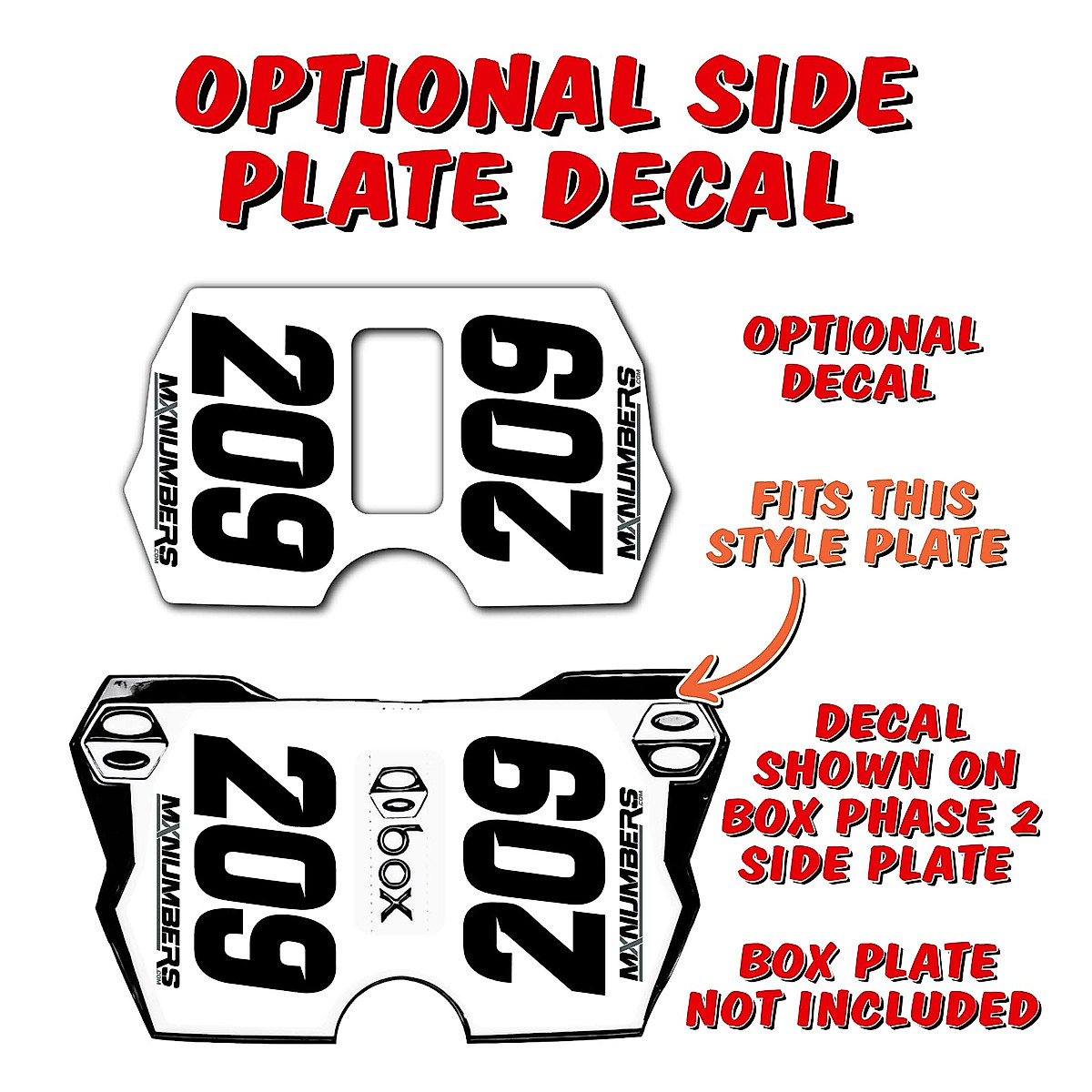 MxNumbers- BMX Box Plate Decals | Multicolored Bike Race Number Graphics | Custom with Your Name, Number & Colors | Fits Box Plate Phase 2 Junior and Senior
