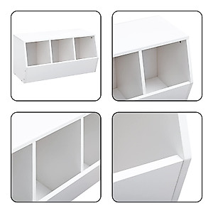 ALIMORDEN Stackable 3 Bin Cubby Unit Storage Cubby Toy Storage Cubby Multi-Bin Toy Organizing Cubby, Suitable for Children's Room, Playroom, Hallway, Laundry Room, White