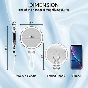 B Beauty Planet Magnifying Mirror, 30X Hand Mirror with Handle for Travel Magnifying Mirror, Handheld Magnifying Mirror with Double Side 30X/1X Magnification, 30X Handheld Mirror for Eyes Makeup 5 in