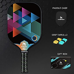 HANISNA Pickleball Paddle, USAPA Approved Carbon Fiber Face Pickleball Racket with Enhanced PP Honeycomb Core, Pickleball Paddle Lightweight, Ultra Cushion, Grit Face, Gift Box & Paddle Cover
