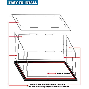 Clear Hat Display Case Acrylic Baseball Cap Holder Stand Transparent Hat Storage Box Dustproof Square UV Protection Cabinet with Carbon Fiber Skin Base and Removable Mirror Base