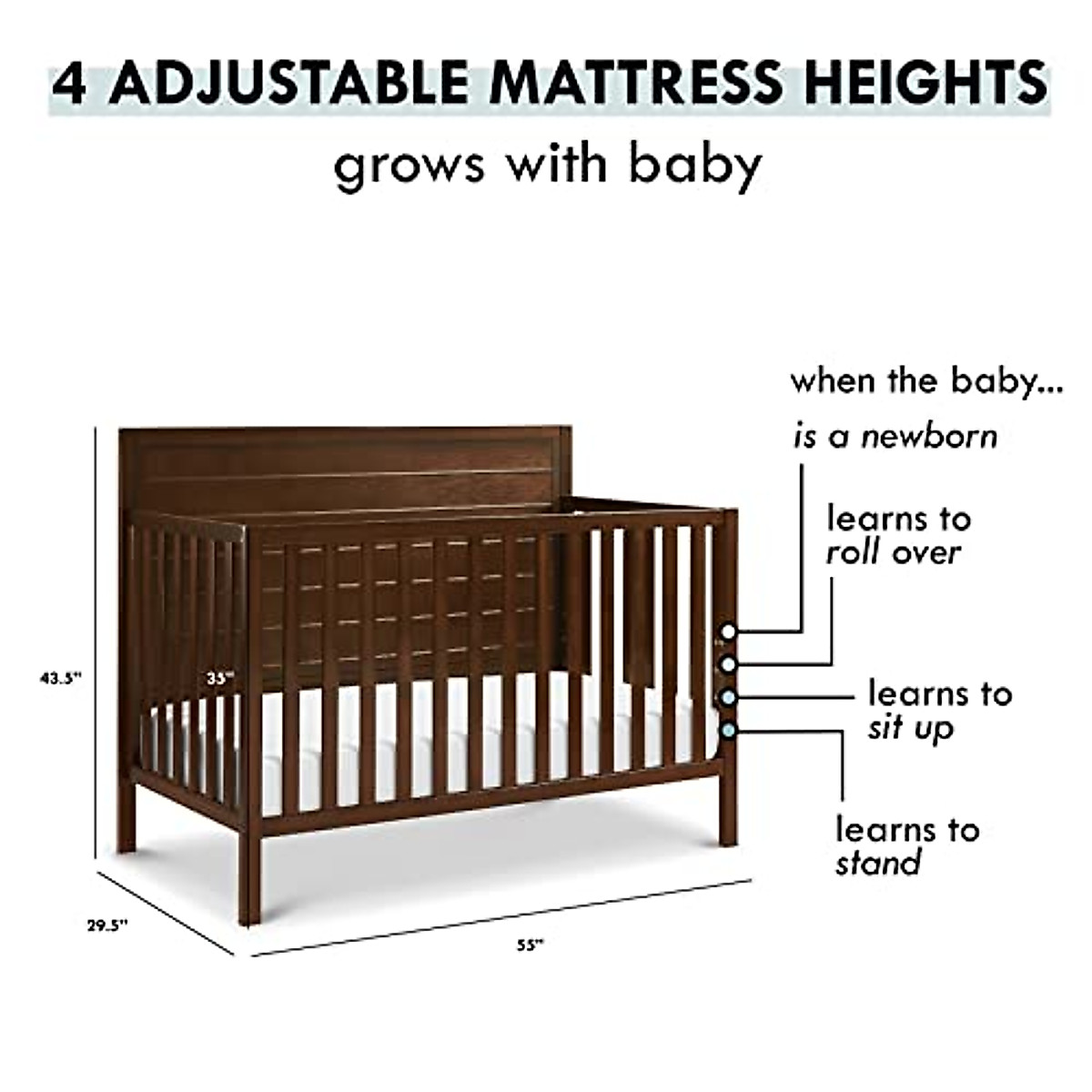 Carter's by DaVinci Morgan 4-in-1 Convertible Crib in Espresso, Greenguard Gold Certified