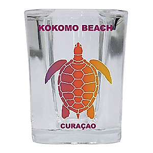 Kokomo Beach Curaçao Souvenir Rainbow Turtle Design Square Shot Glass