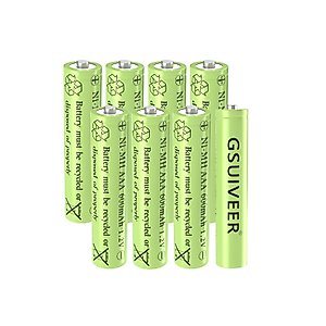 GSUIVEER Rechargeable Solar Light Batteries AAA NiMh 600mAh 1.2V for Outdoor Garden Lights (8 Pack)