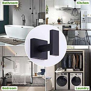 Angle Simple Bathroom Towel Hook 2 PCS, Stainless Steel Bath Towel Holder, Hand Towel Rack, Heavy Duty Square Robe Hook Wall Mount, Matte Black