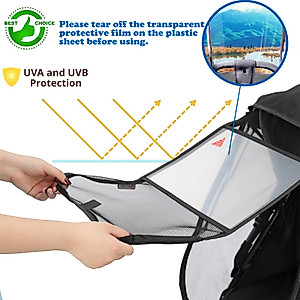 BAYWYI 3 in 1 Sun Shade and Mosquito Net for Stroller Sun Protection, Versatile Universal Double Zipper Baby Mosquito Net -
